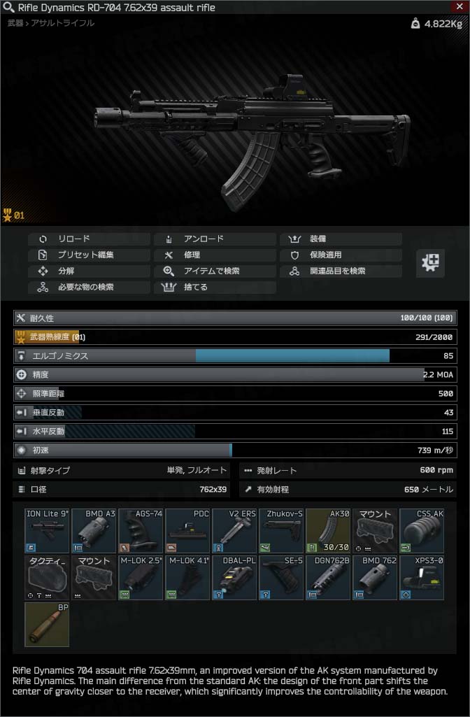 【タルコフ】RD-704カスタム＆弾薬おすすめ一覧【EFT】