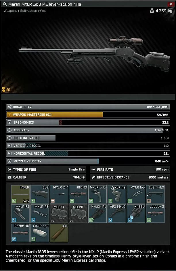 【タルコフ】Marlin MXLRカスタム＆弾薬おすすめ一覧【EFT】